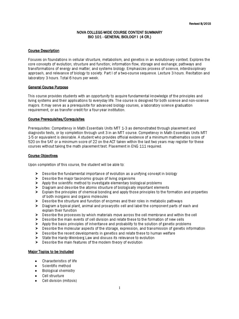 BIO101 | Download Free PDF | Cell (Biology) | Genetics