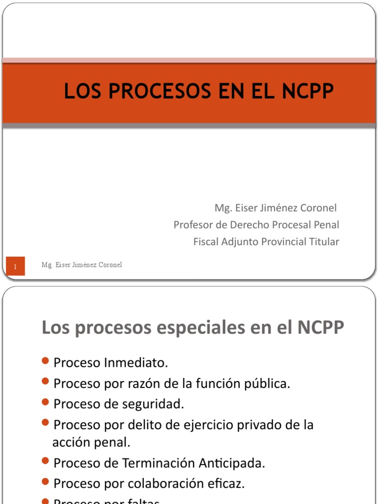 1° Sesión - Procesos Especiales | PDF | Derecho penal | Ley Pública