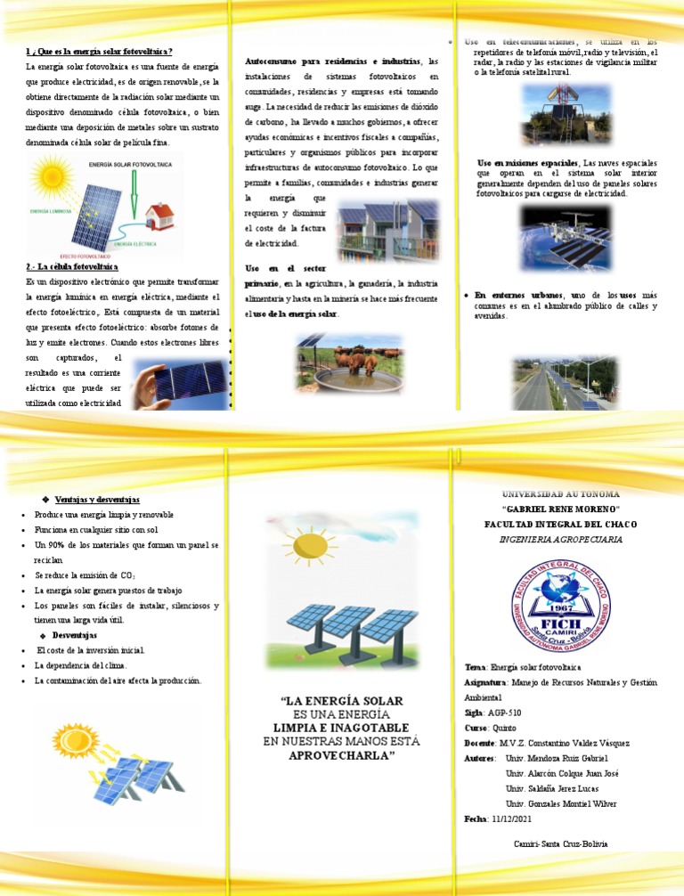 Energía Solar Fotovoltaica: Usos y Beneficios | PDF | Fotovoltaica ...