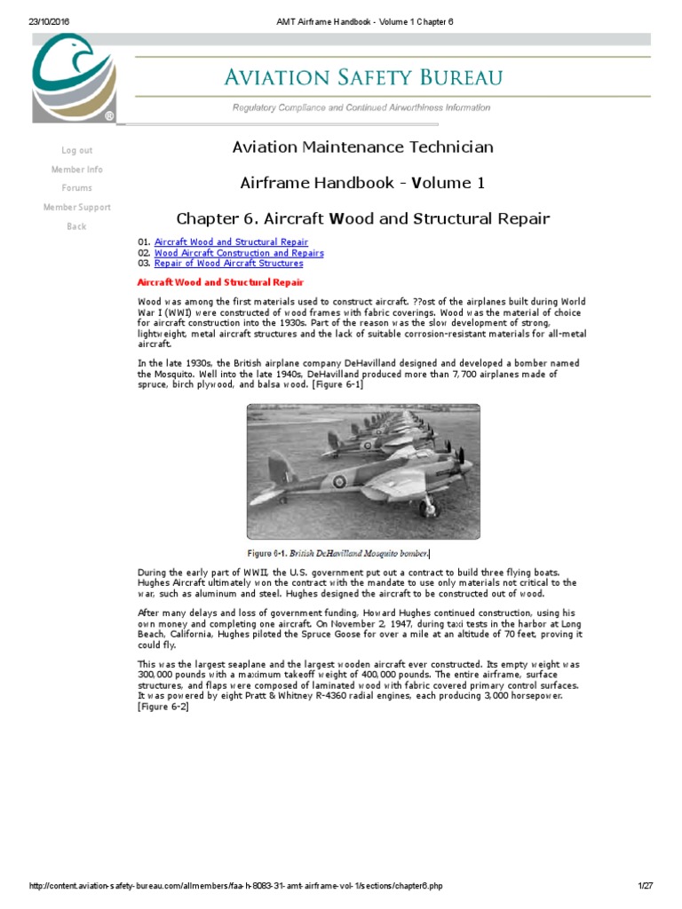 AMT Airframe Handbook - Volume 1 Chapter 6 | PDF | Adhesive | Wood