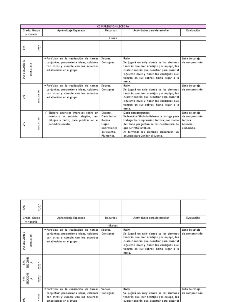 PLANEACIÓN LECTURA CON UDEEI | PDF | Metodos de aprendizaje | Enseñando