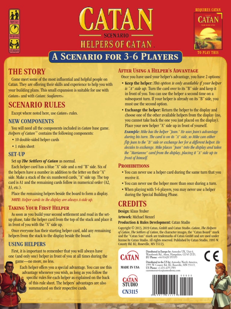 Helpers of Catan Rules 190228 | PDF | Games Of Mental Skill | Tabletop Games