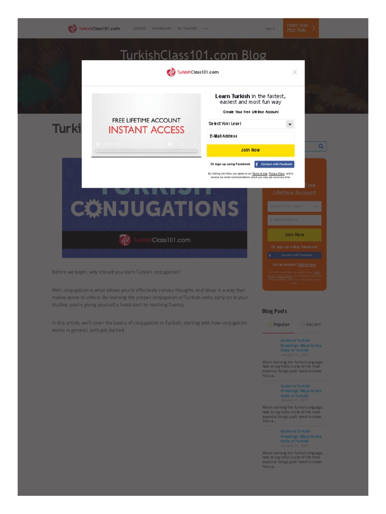 Turkish Verb Conjugation Guide | PDF | Grammatical Conjugation ...
