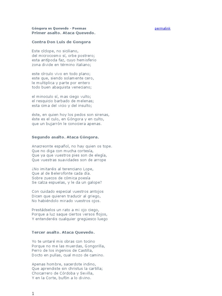 Quevedo y Góngora: Poemas en Conflicto | PDF | Clásicos