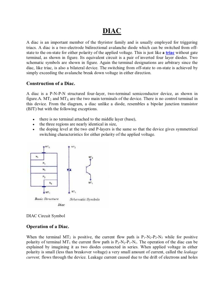 DIAC | PDF | Bipolar Junction Transistor | Electrical Engineering