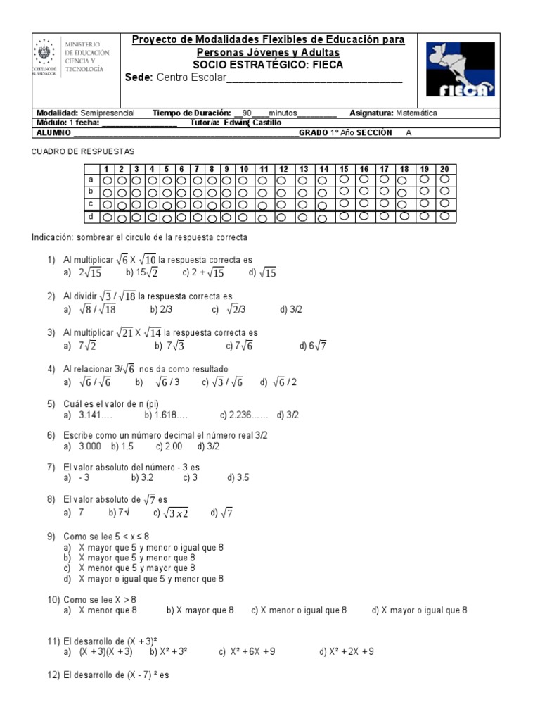 Matematica Modulo 1 | PDF | Números | Teoría de los números