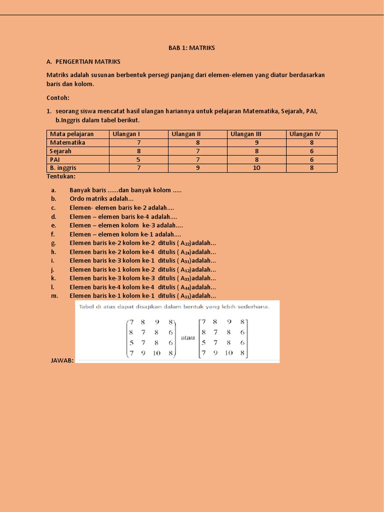 Matriks, Persamaan Dan Pertidaksamaan Kuadrat Dan Logika Matematika-1 | PDF
