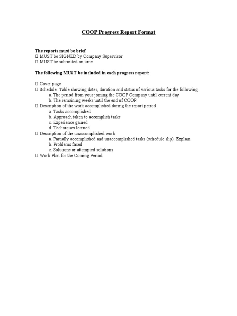 COOP Progress and Final Report Guidelines | PDF | Finance & Money ...