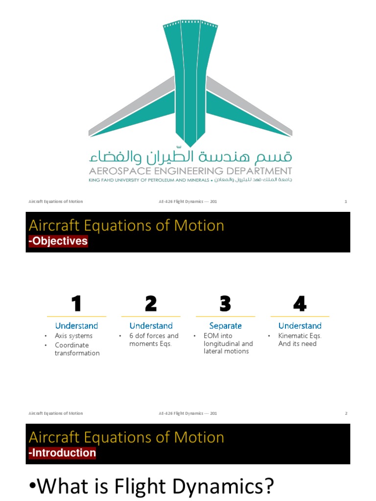 Aircraft Equations of Motion Overview | PDF | Flight Dynamics (Fixed ...