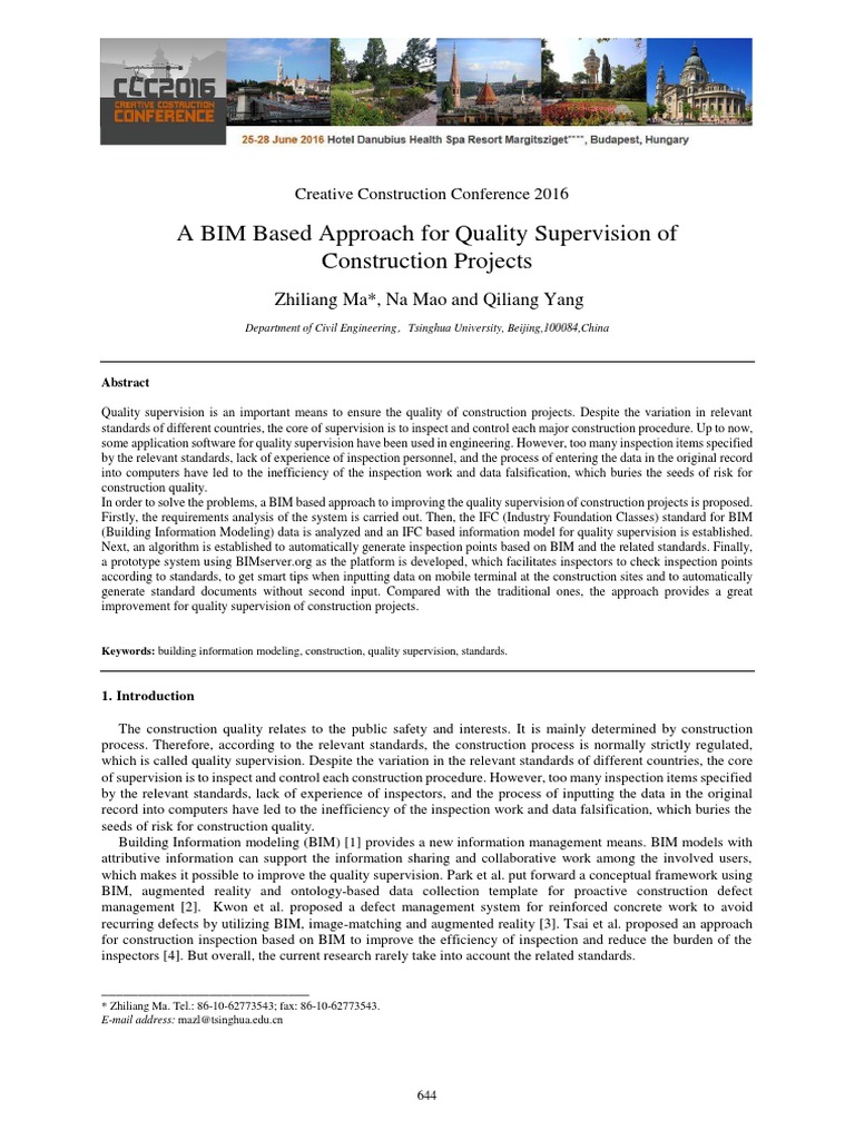 A BIM Based Approach For Quality Supervision of Construction Projects ...
