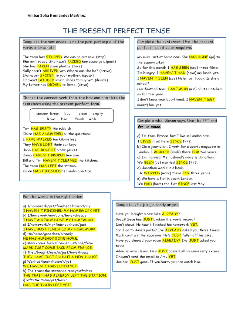 The Present Perfect Tense: Ambar Sofía Hernández Martínez | PDF | Verb | Perfect (Grammar)
