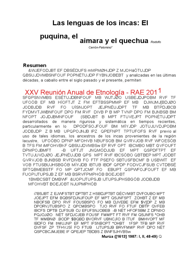 Lectura. Las Lenguas de Los Incas El Puquina, El Quechua y El Aimara ...