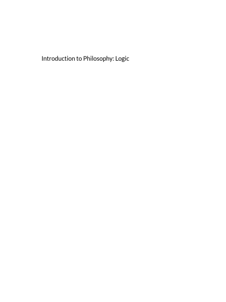 Introduction To Philosophy Logic 1595603616 | PDF | Argument | Reason