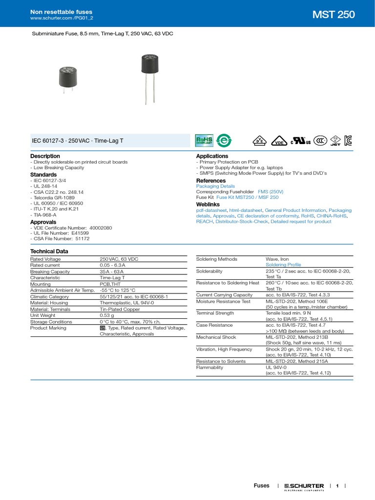 Fuse T250ma 250 MST - 250 | PDF | Fuse (Electrical) | Printed Circuit Board