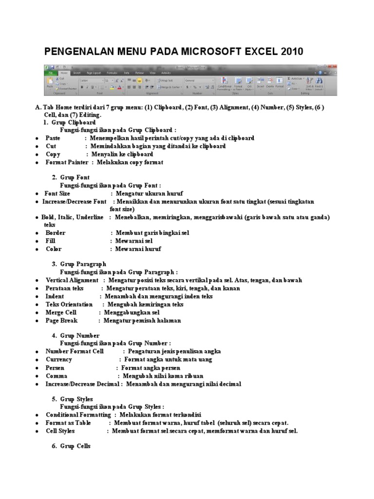 Pengenalan Menu Pada Microsoft Excel 2010 | PDF