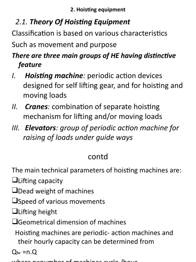 2.1. Theory of Hoisting Equipment Classification Is Based On Various ...