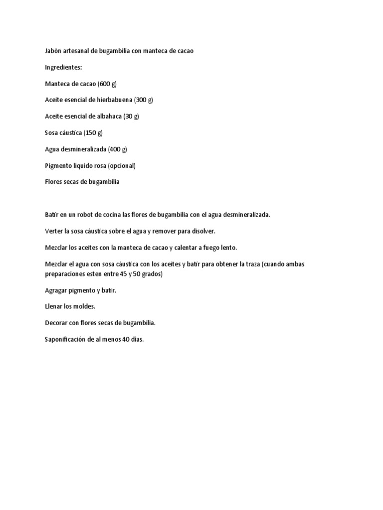 Jabón Artesanal de Bugambilia | PDF