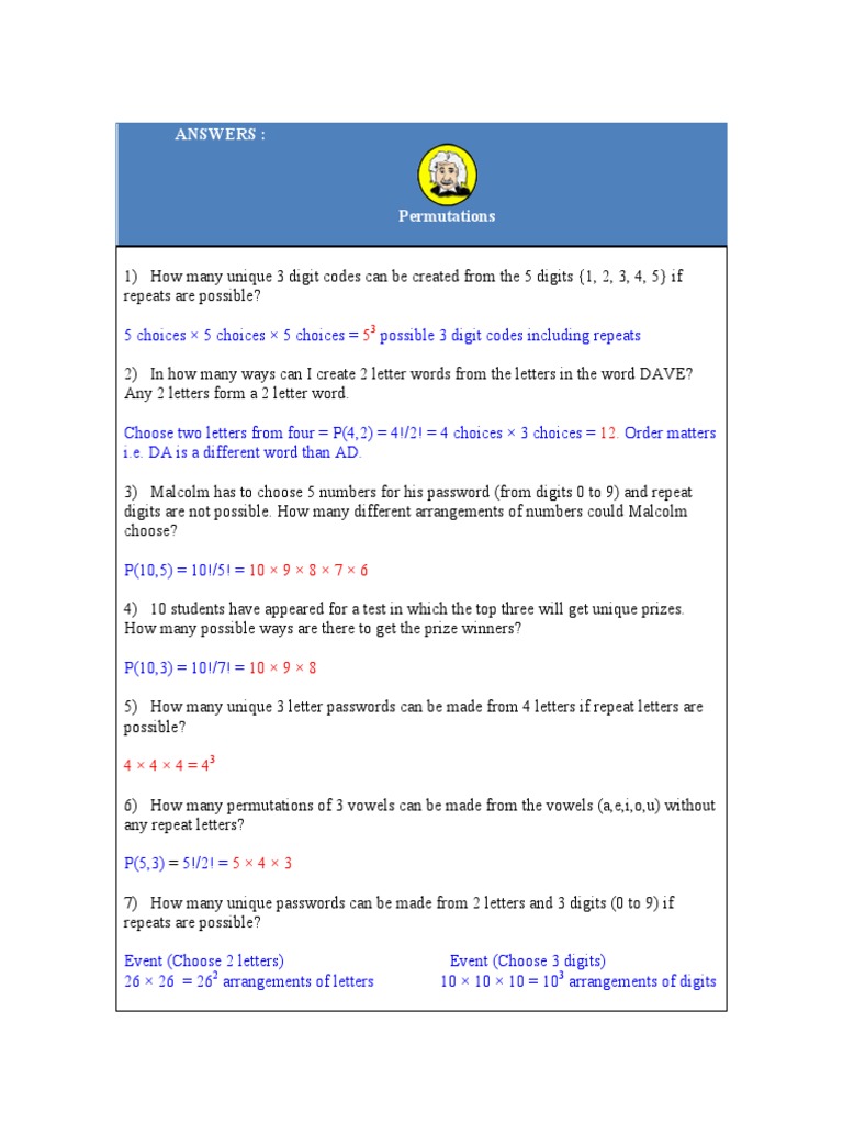 Permutations & Combinations Guide | PDF | Permutation | Mathematics