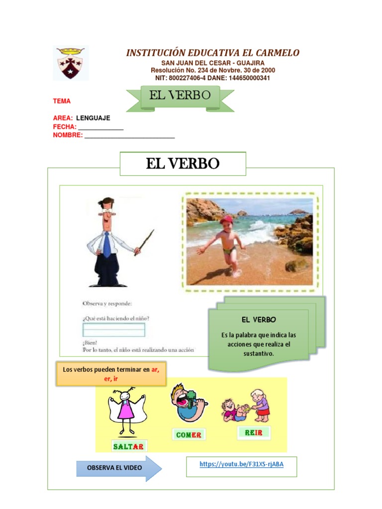 El Verbo: Definición y Ejemplos | PDF | Artes del Lenguaje y Comunicación