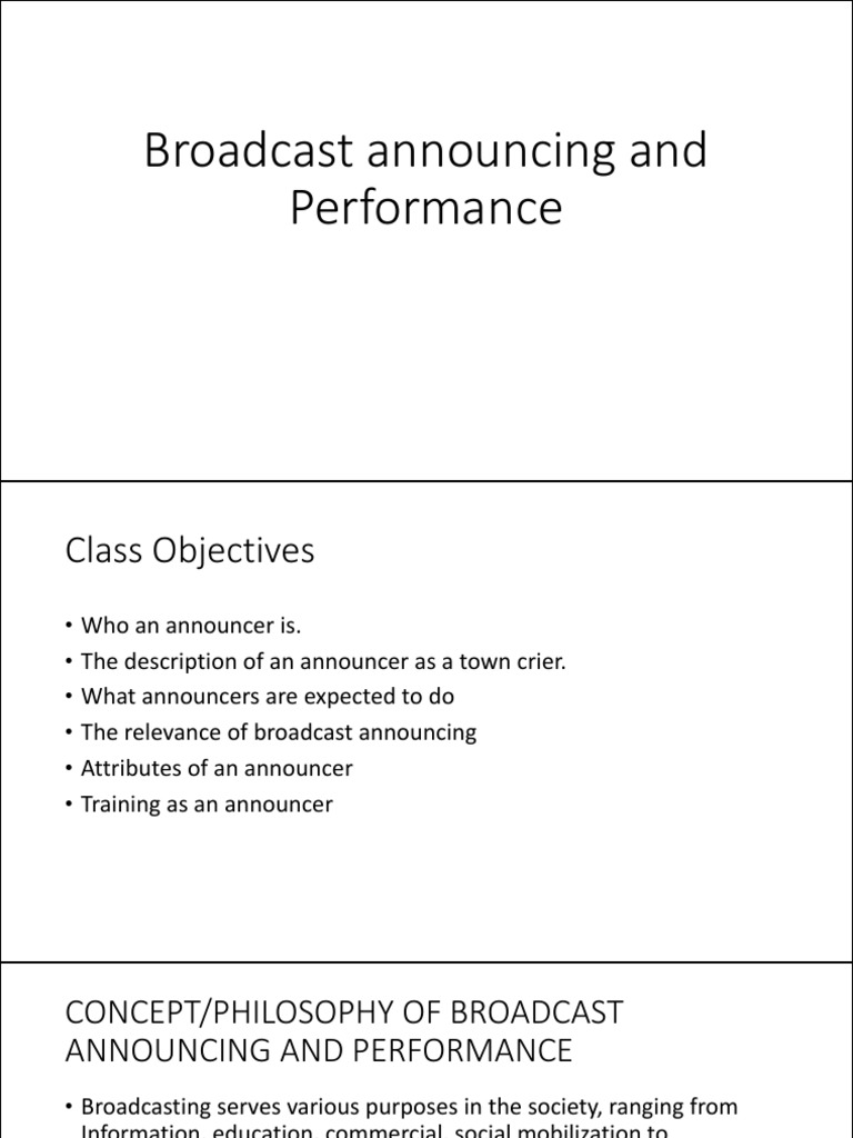 Broadcast Announcing and Performance | PDF | News | Fat