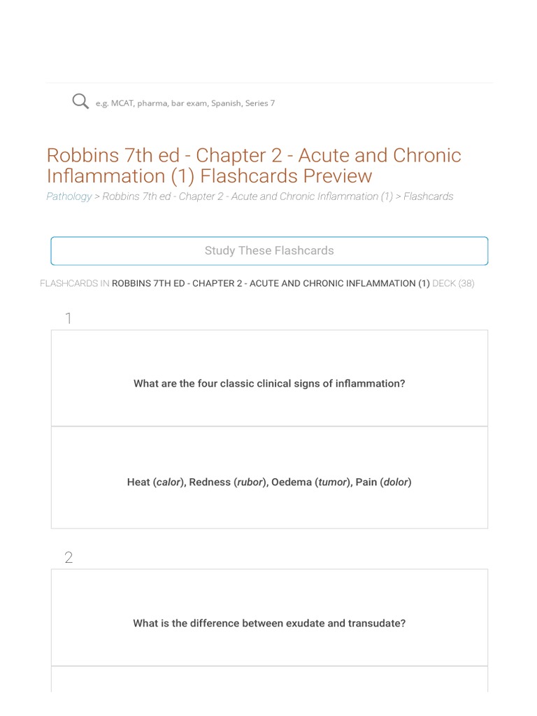 Robbins 7th Ed - Chapter 2 - Acute and Chronic Inflammation (1 ...