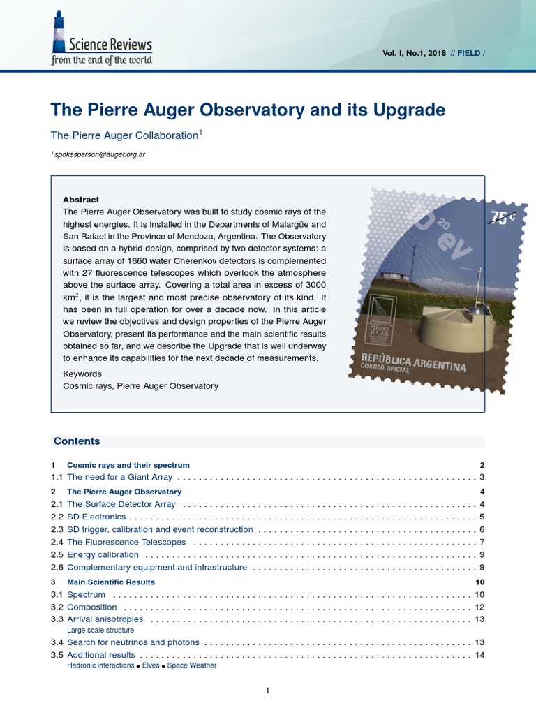 Pierre Auger Observatory Overview and Upgrade | PDF | Cosmic Ray | Physics