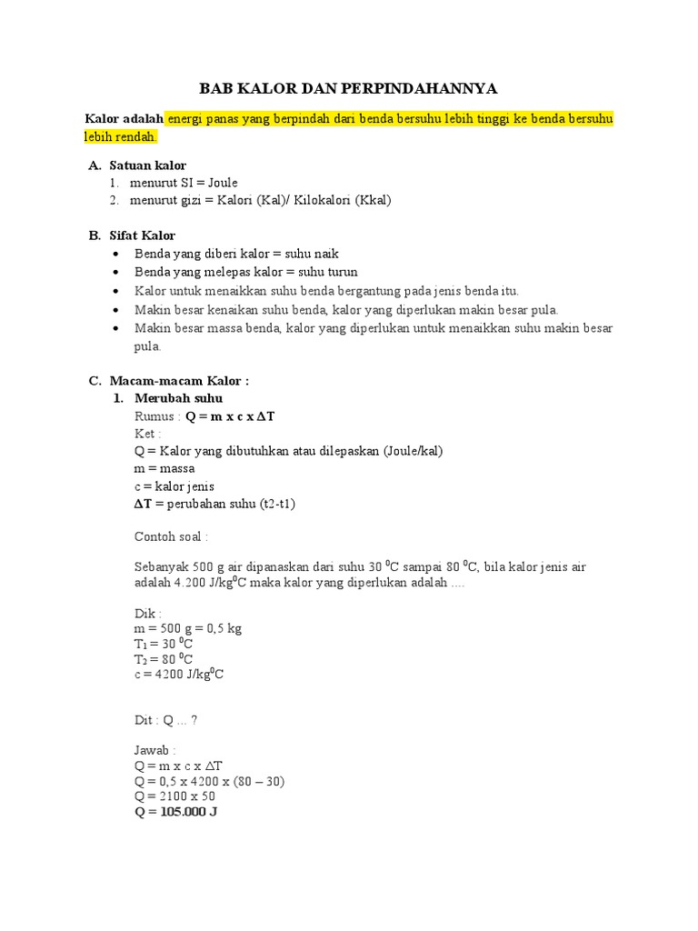 Bab Kalor Dan Perpindahannya | PDF