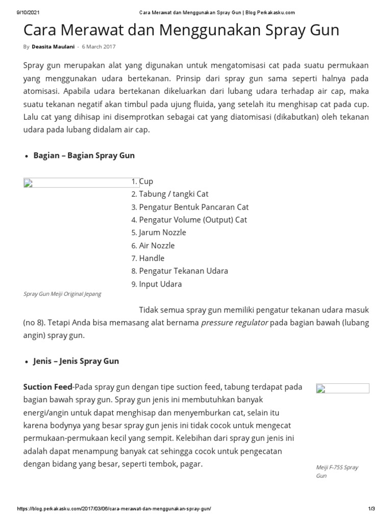 Cara Merawat Dan Menggunakan Spray Gun Cat Semprot Kompressor | PDF