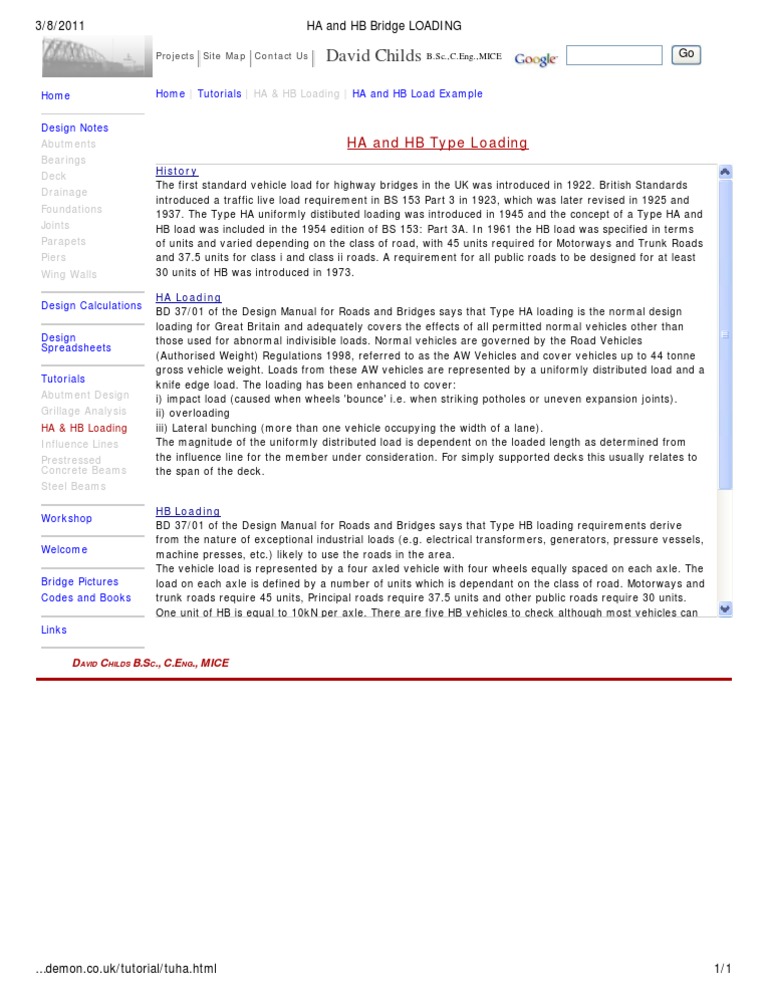 Bridge loading types HA and HB explained | PDF | Road | Transport