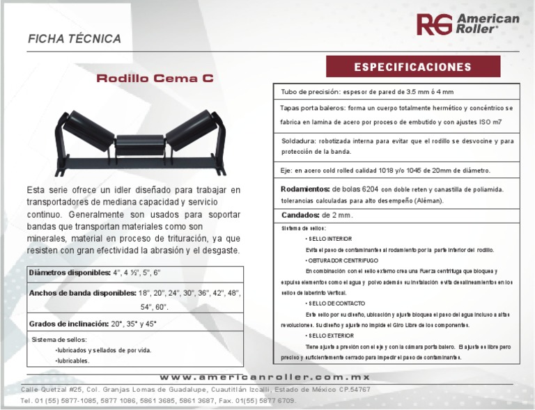 Rodillo Cema C para Transportadores | PDF | Ingeniería mecánica