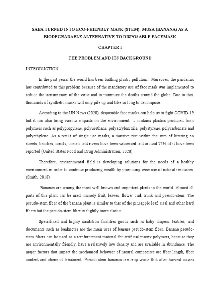 Saba Turned Into Eco-Friendly Mask (Stem) : Musa (Banana) As A ...