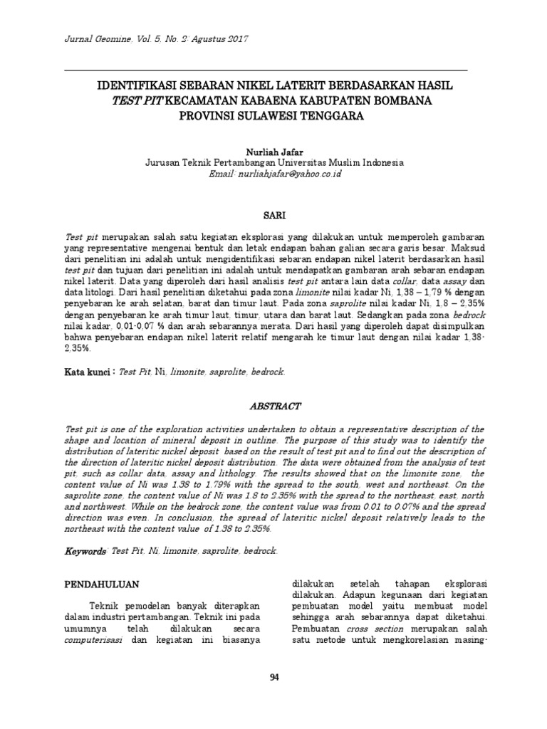 Identifikasi Sebaran Nikel Laterit Berda 0047f7d2 | PDF