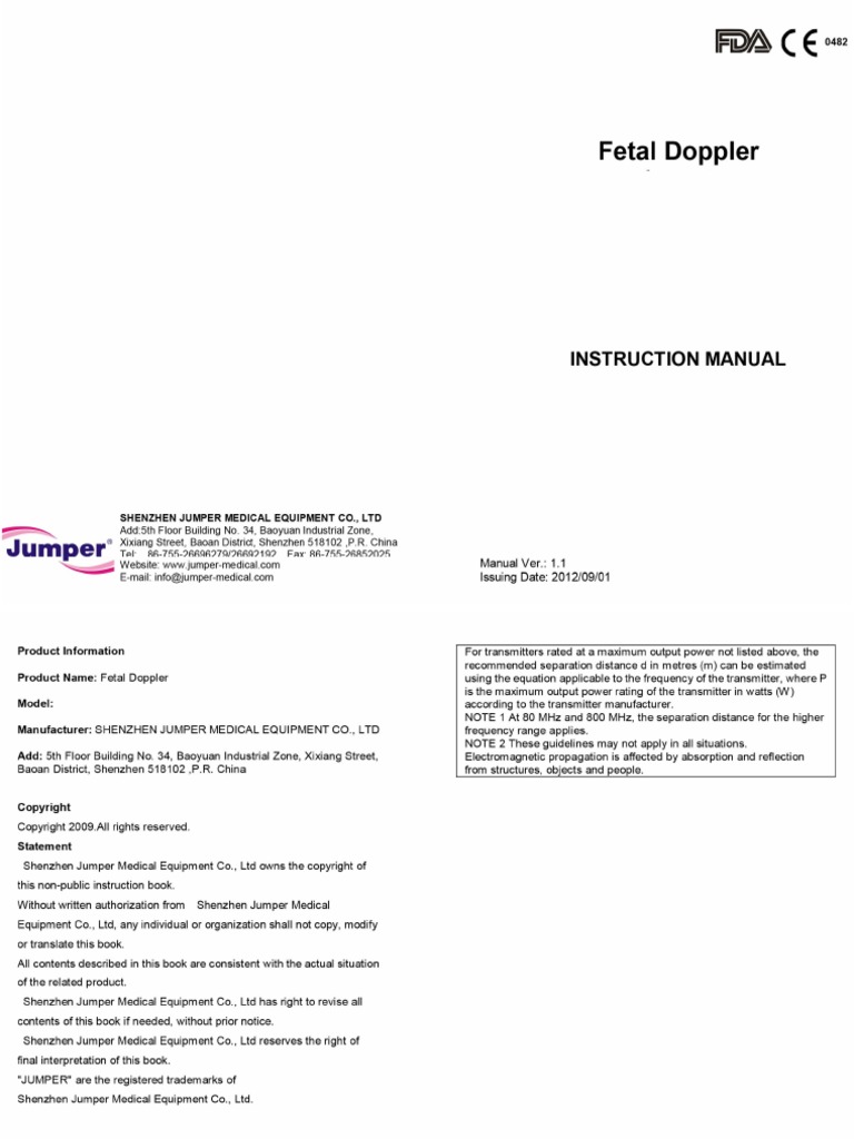 Jumper Fetal Doppler Manual | PDF