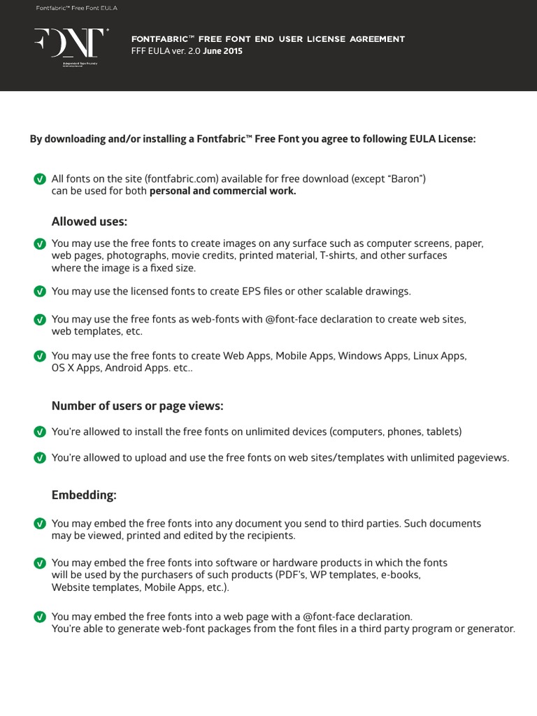 Eula Free Font License Ver 2 0 Pdf