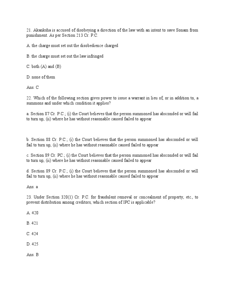 MCQ CRPC Part 3 | PDF | Criminology | Misconduct
