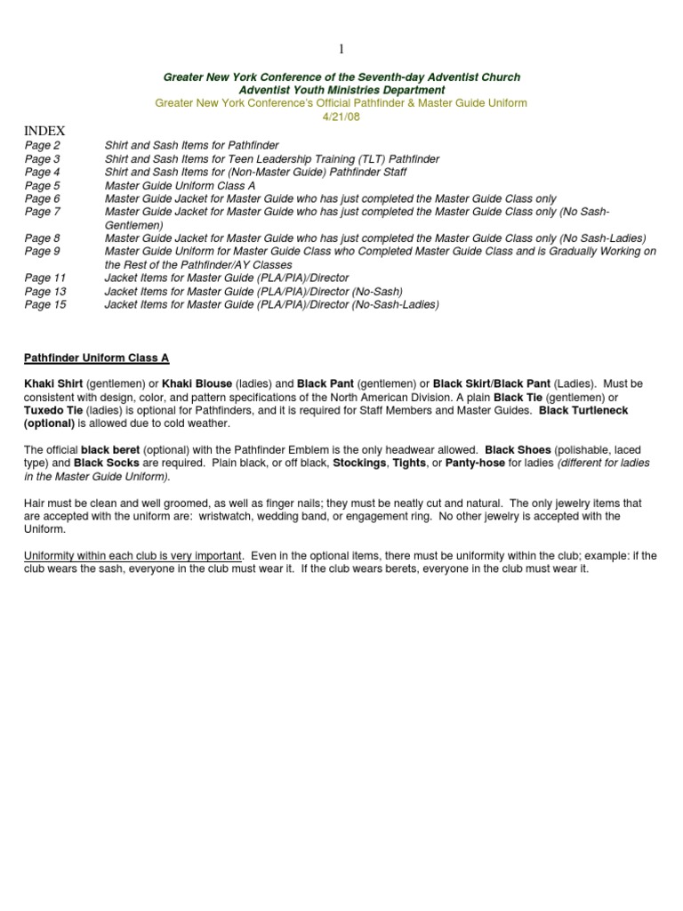 Pathfinder Uniform Guidelines | PDF | Blouse | Clothing