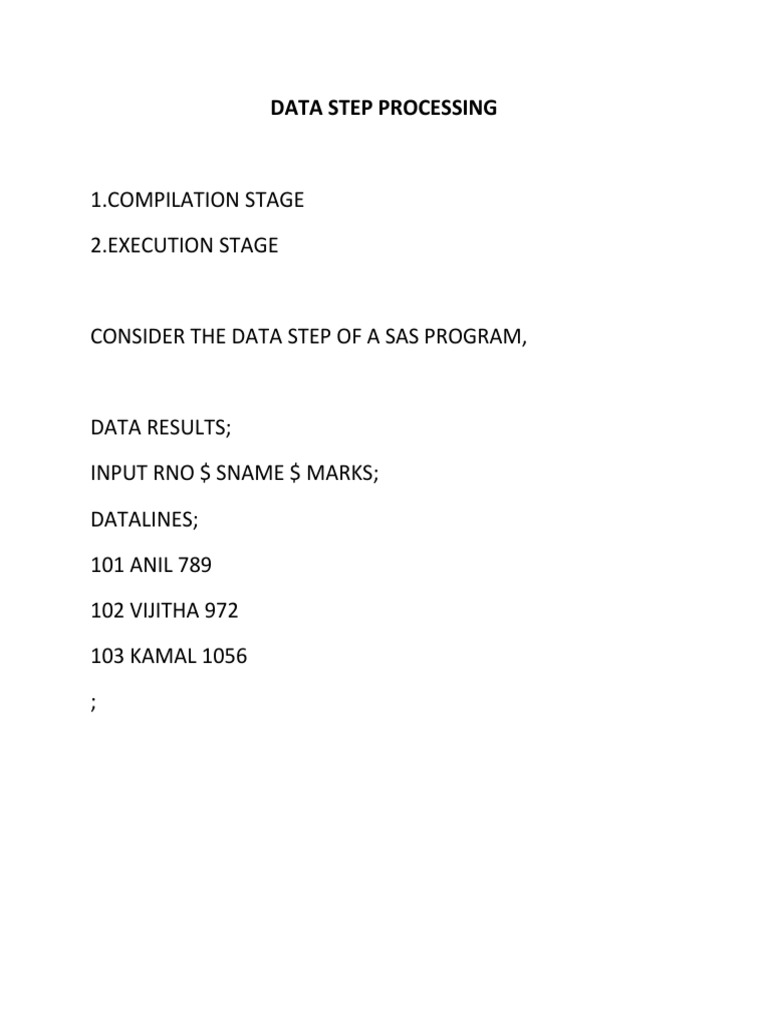 Sas - Data Step Processing | PDF | Sas (Software) | Computing