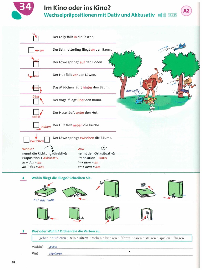 Wechselpräpositionen Dativ Akk - Mit Lösungen | PDF