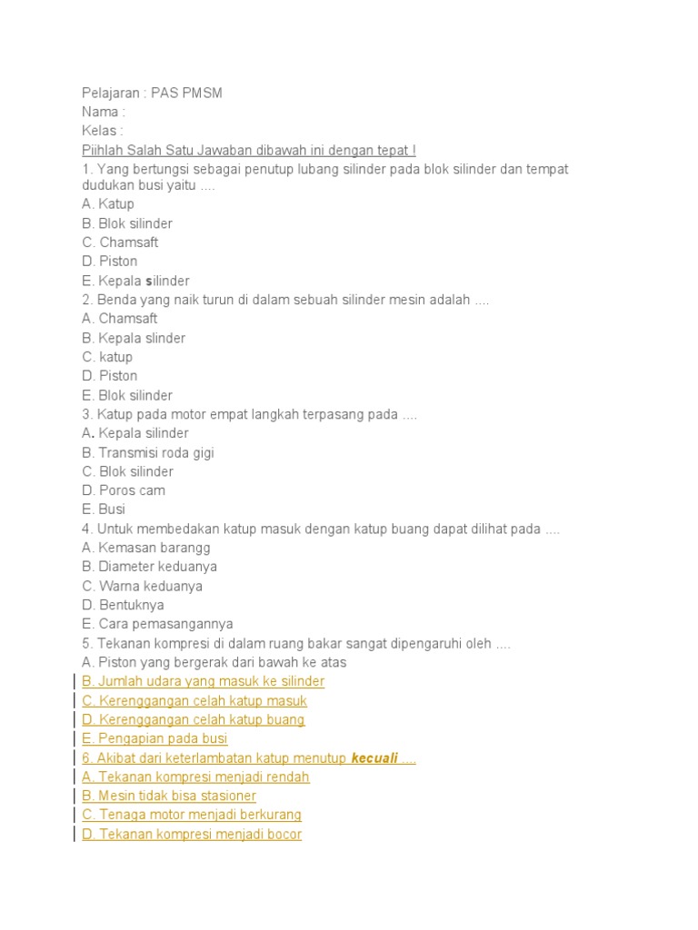 Soal PMSM Kelas 12 | PDF