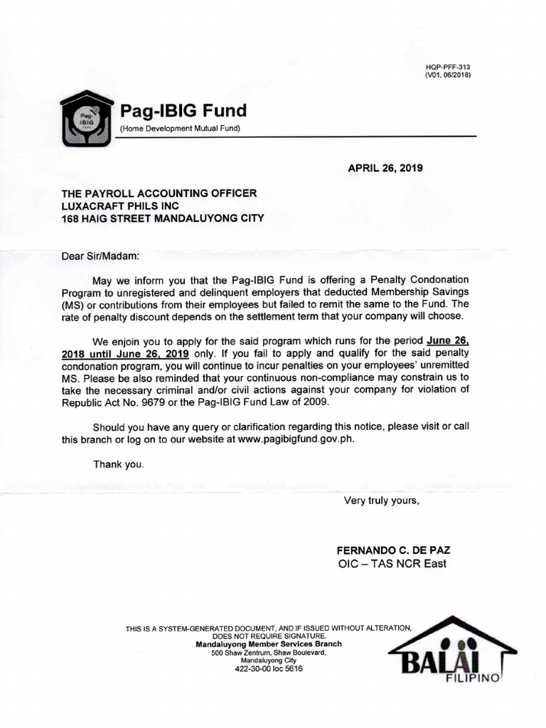 Pag Ibig Notice | PDF