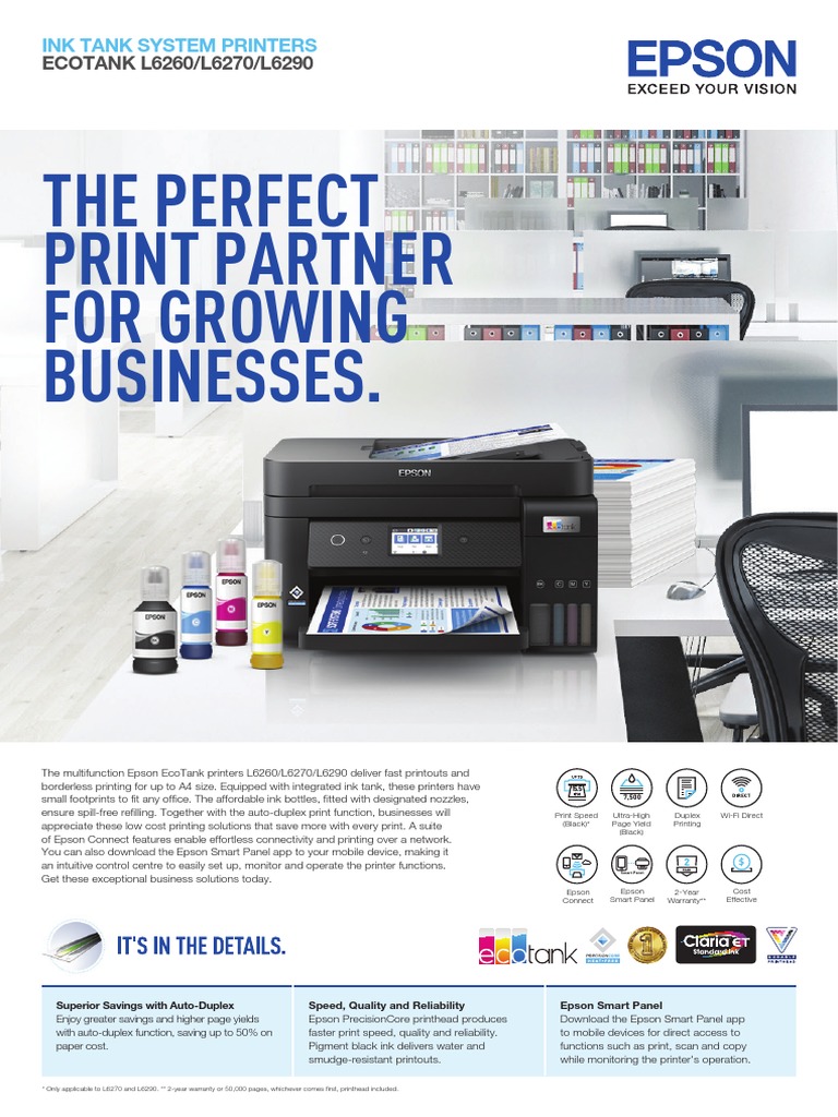 Epson EcoTank L6260 - L6270 - L6290 | PDF | Fax | Image Scanner