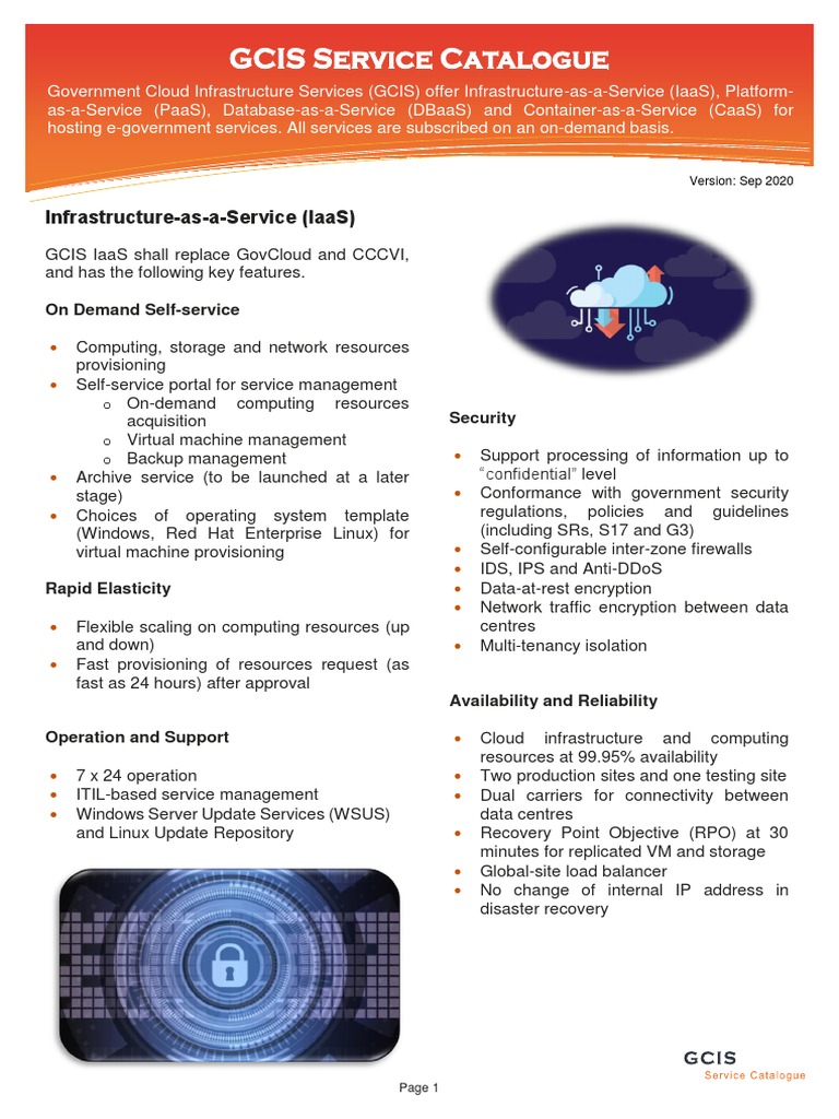 GCIS Service Catalogue v1.2 | PDF | Cloud Computing | Platform As A Service