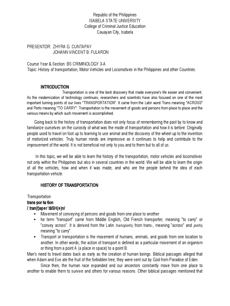 History of Transportation | PDF | Car | Wheel