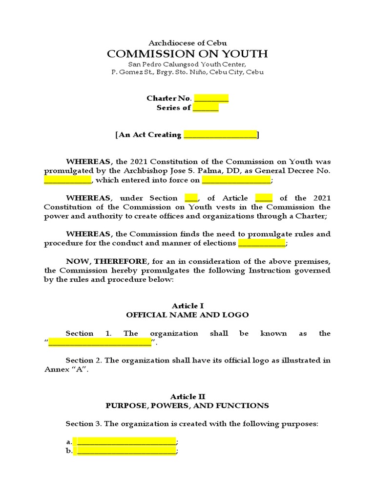 Template - Charter | PDF | Sources Of Law | Constitutional Law