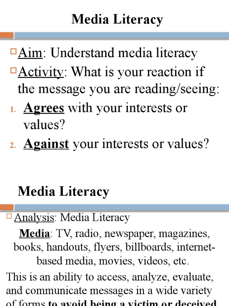 Understanding Media Literacy Concepts | PDF | Mass Media | Literacy