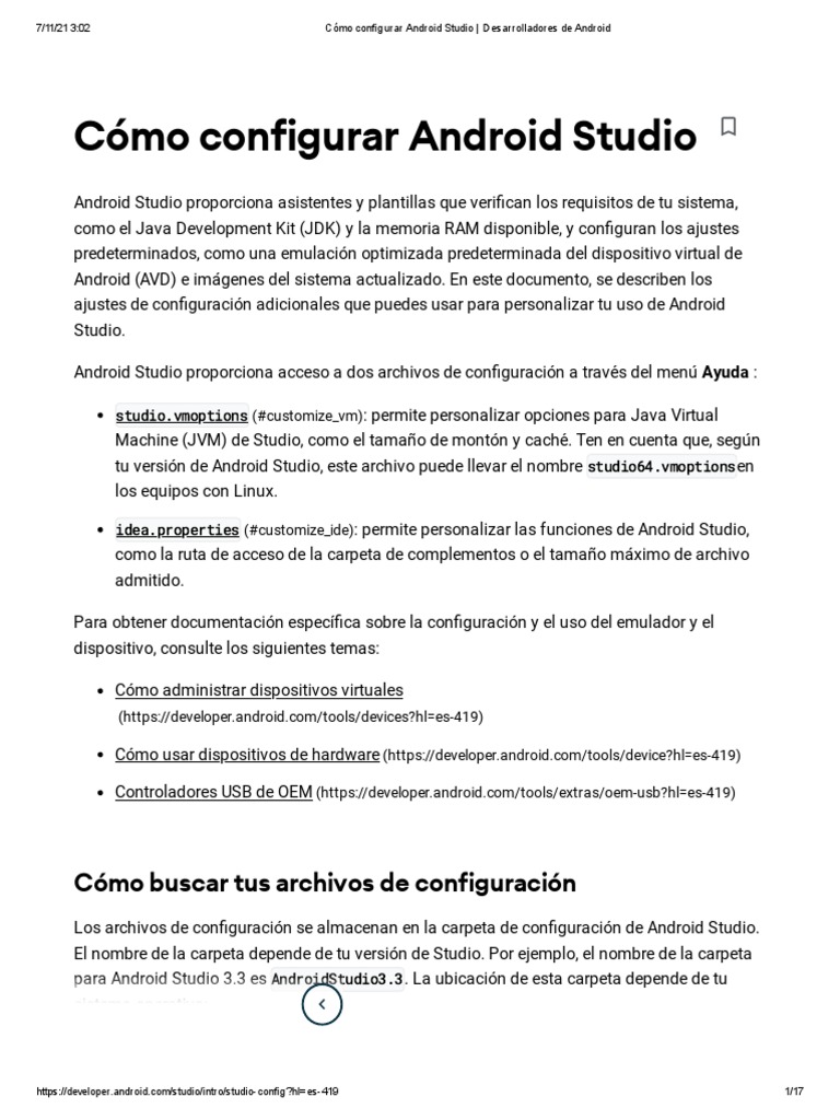 Cómo Configurar Android Studio - Desarrolladores de Android | PDF ...