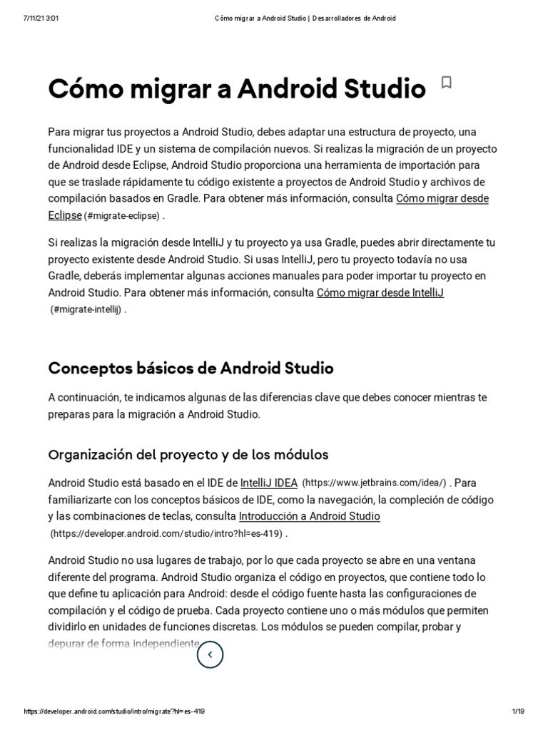 Cómo Migrar A Android Studio - Desarrolladores de Android | PDF | Android (sistema operativo ...