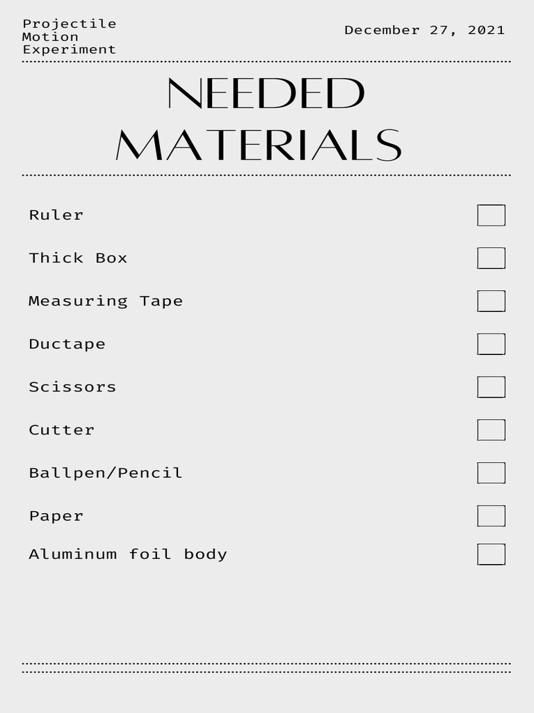 Projectile Motion Materials | PDF