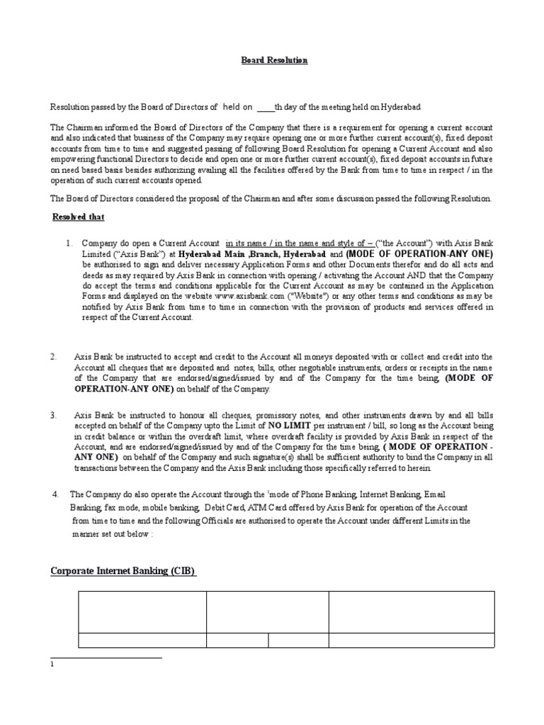 Board Resolution: Held On | PDF | Banks | Transaction Account