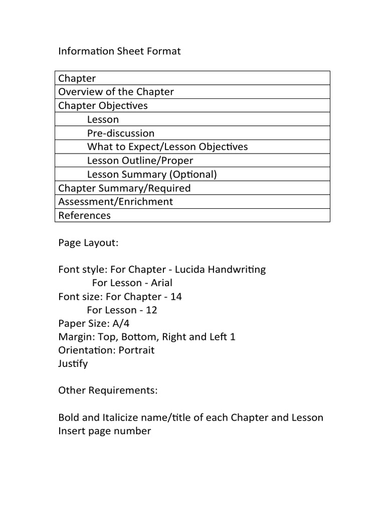 Information Sheet Format | PDF